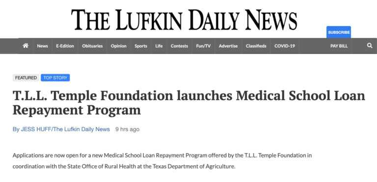 T.L.L. Temple Foundation Signs Agreement For New Medical School Loan ...